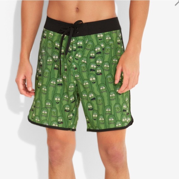 Hot Topic | Swim | Nwt Pickle Rick Swim Trunks | Poshmark